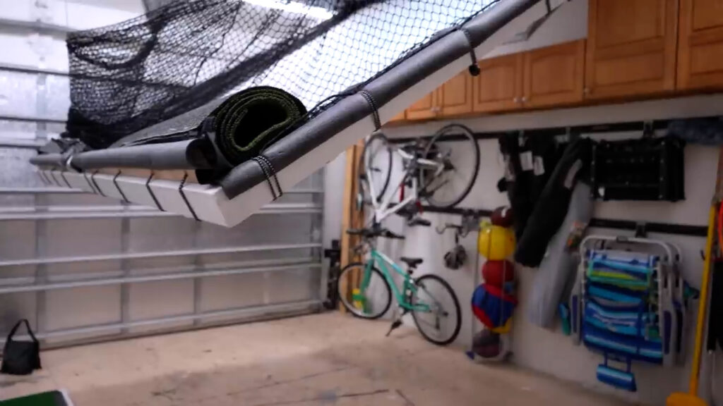 DIY Golf Simulator FOLDS into the ceiling in 5 minutes! Park cars in ...