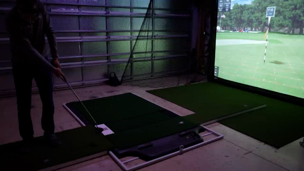 DIY Golf Simulator FOLDS into the ceiling in 5 minutes! Park cars in ...